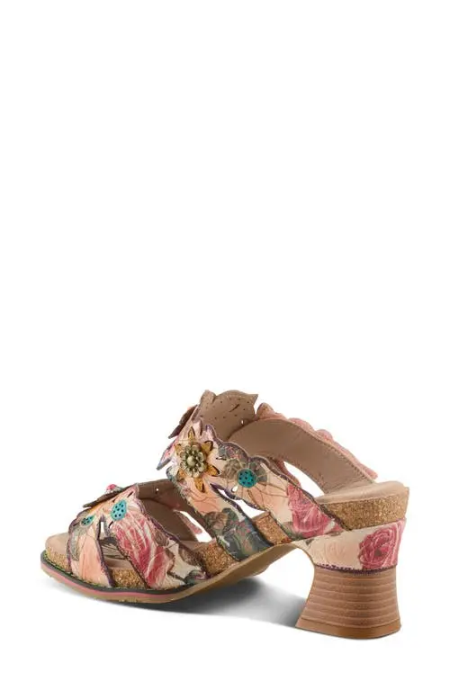 SPRING STEP SHOES Radiating Floral Sandals - Peach Multi