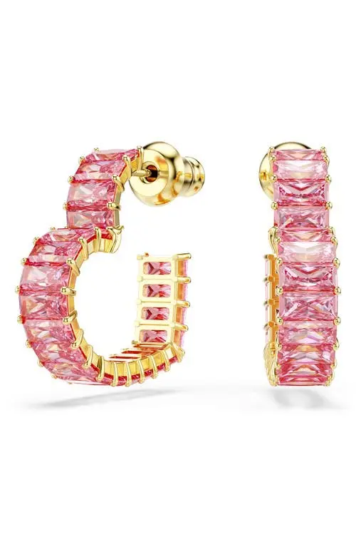 SWAROVSKI Matrix Crystal Heart Hoop Earrings - Pink