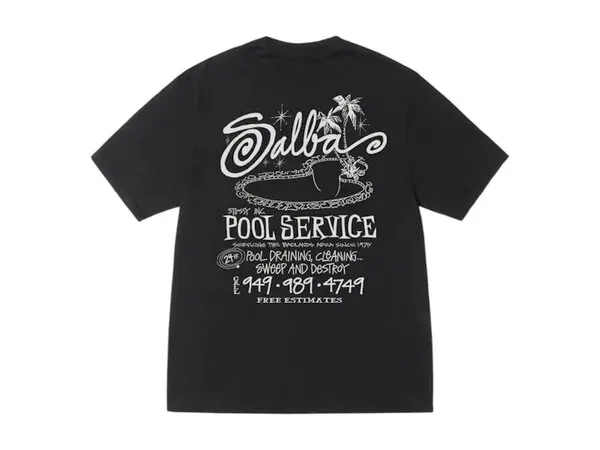 StÜssy Pool Service Pigment Dyed Tee Shirt - Black