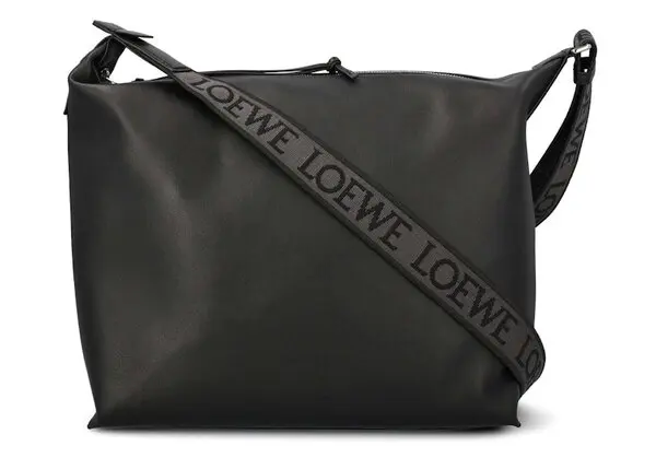 Loewe Cubi Crossbody Bag In Supple Smooth Calfskin And Jacquard - Black