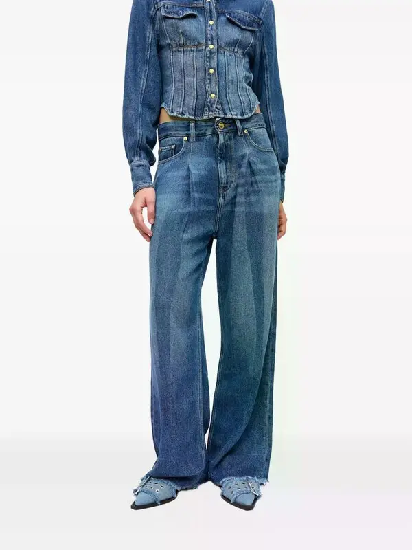 GANNI Appliqué Wide-leg Jeans