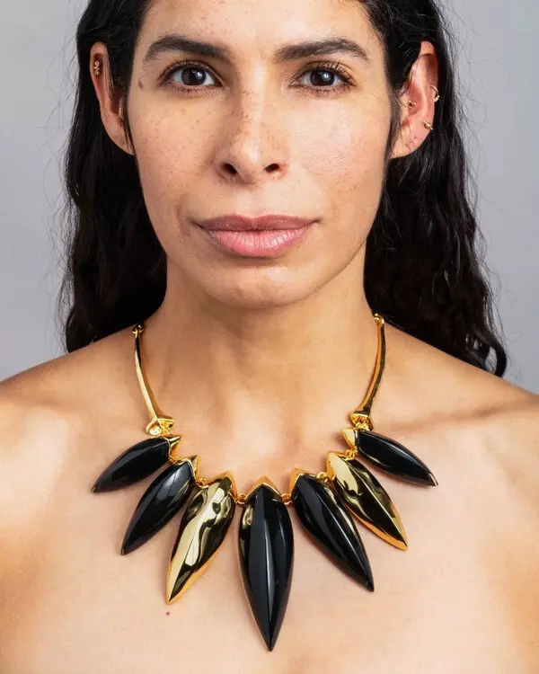 Alexis Bittar Lucite Armor Bib Necklace - Gold