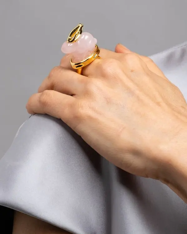 Alexis Bittar Bunny Cocktail Ring - Rose Quartz