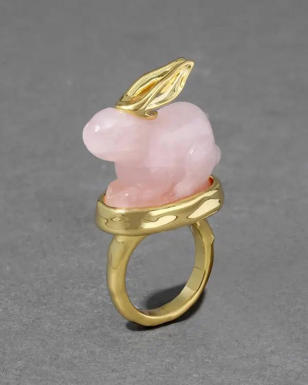 Alexis Bittar Bunny Cocktail Ring - Rose Quartz