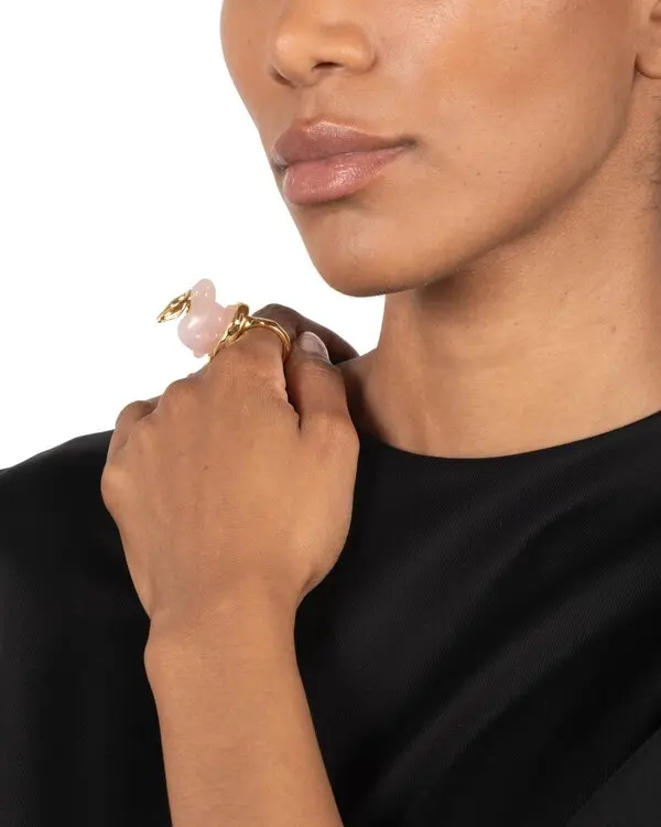 Alexis Bittar Bunny Cocktail Ring - Rose Quartz