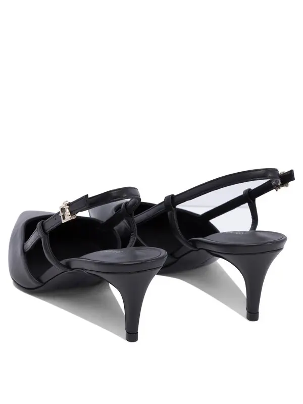 SERGIO LEVANTESI Slingback Kitten Heel Pumps - Black