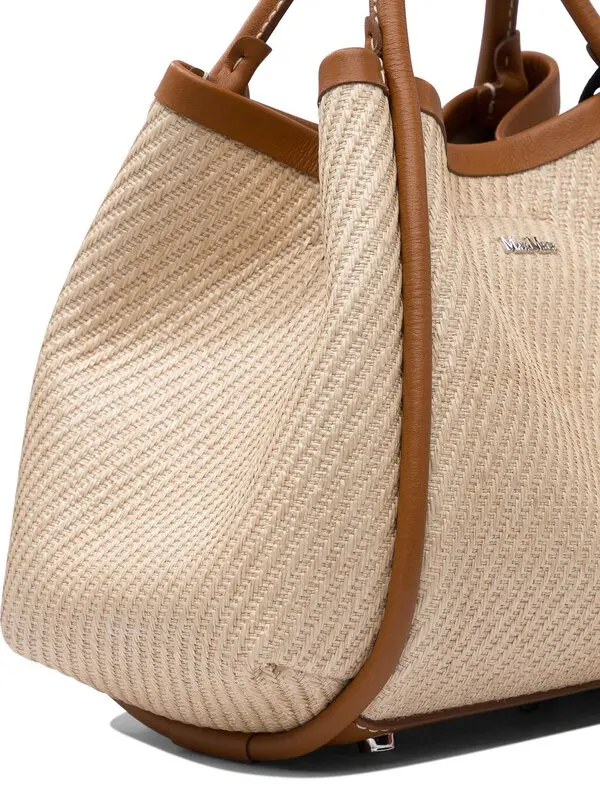 【MaxMara】Borsa Marine extra small in tessuto effetto rafia Max Mara Marine Extra Small Raffia-Effect Fabric Bag In