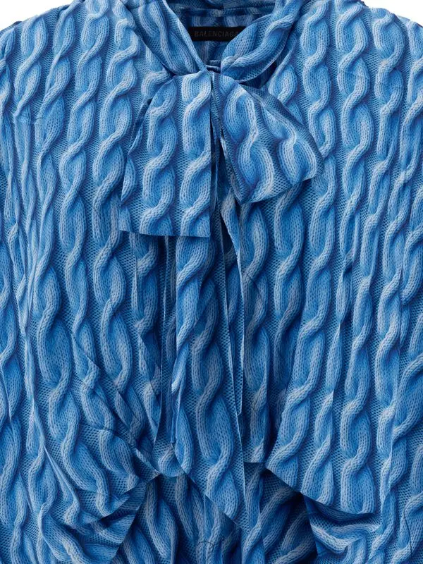 Balenciaga Printed Flared Dress - Blue