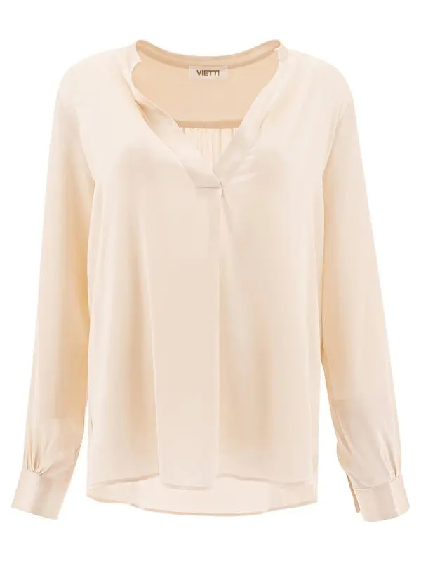 F.IT Long Sleeve Silk-blend Shirt - Beige