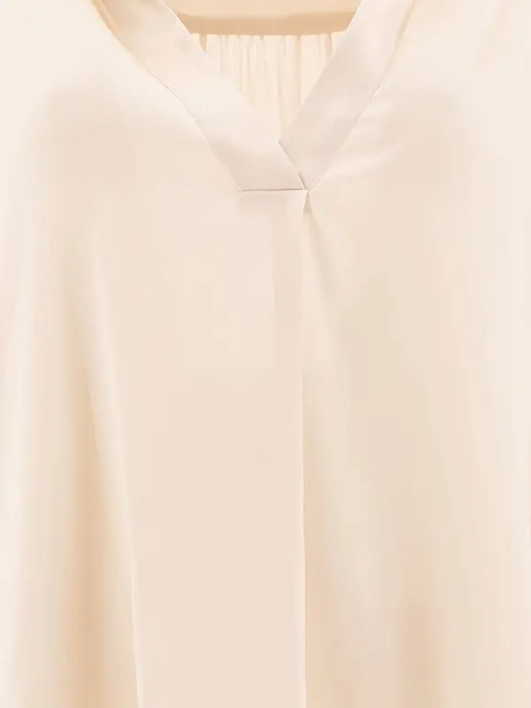 F.IT Long Sleeve Silk-blend Shirt - Beige