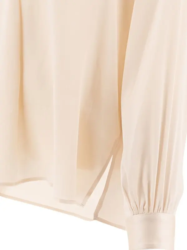F.IT Long Sleeve Silk-blend Shirt - Beige