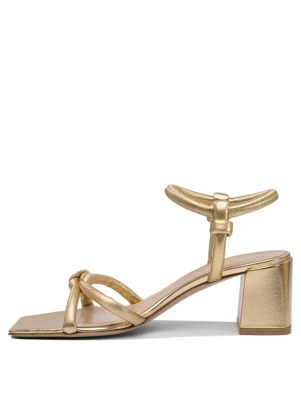 GIANVITO ROSSI Juno 55 Metallic Leather Heeled Sandals - Gold