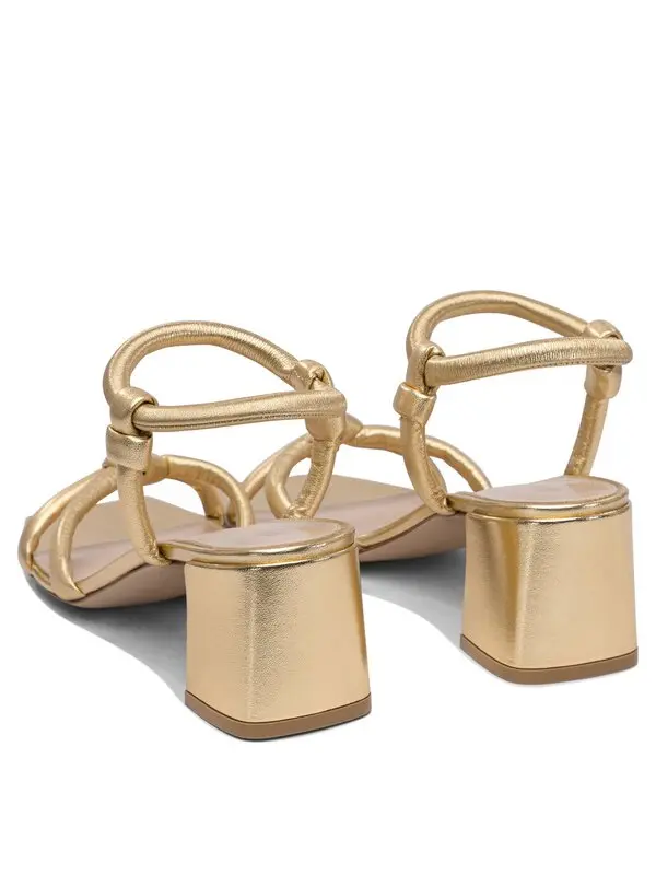 GIANVITO ROSSI Juno 55 Metallic Leather Heeled Sandals - Gold