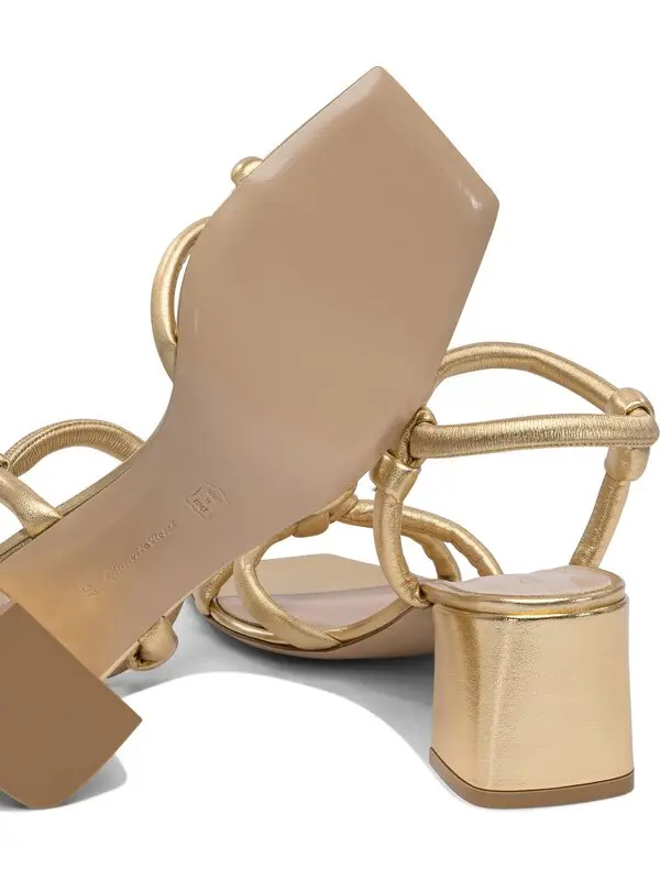 GIANVITO ROSSI Juno 55 Metallic Leather Heeled Sandals - Gold