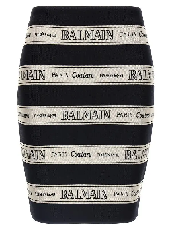 Balmain Nastro Jacquard Mini Skirt - Black