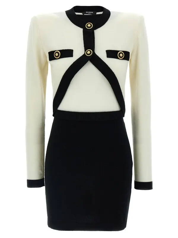Balmain Filo Leone Catena' Dress - White/black