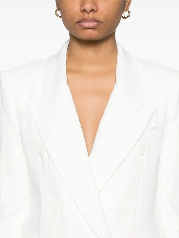 Elisabetta Franchi Linen-blend Double-breasted Jacket - Ivory