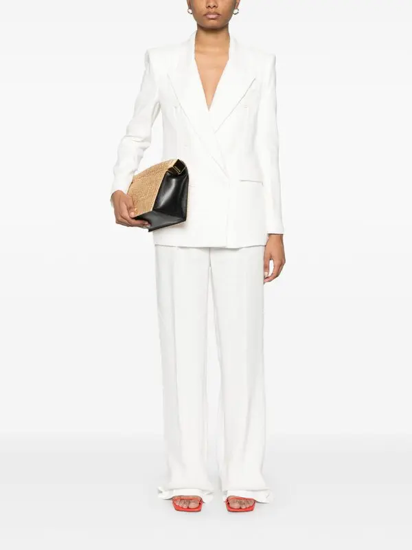 Elisabetta Franchi Linen-blend Double-breasted Jacket - Ivory