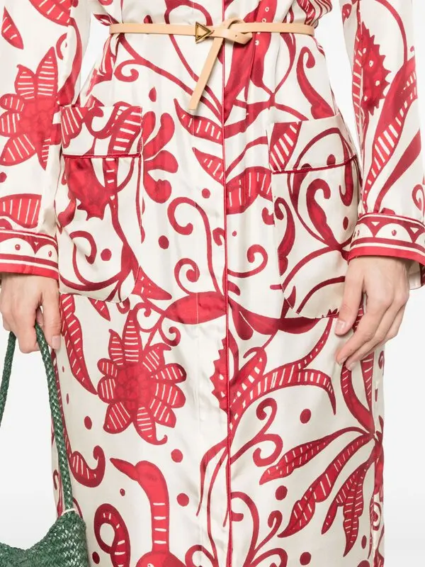 F.R.S FOR RESTLESS SLEEPERS Printed Silk Long Shirtdress