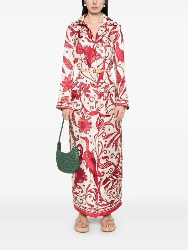 F.R.S FOR RESTLESS SLEEPERS Printed Silk Long Shirtdress