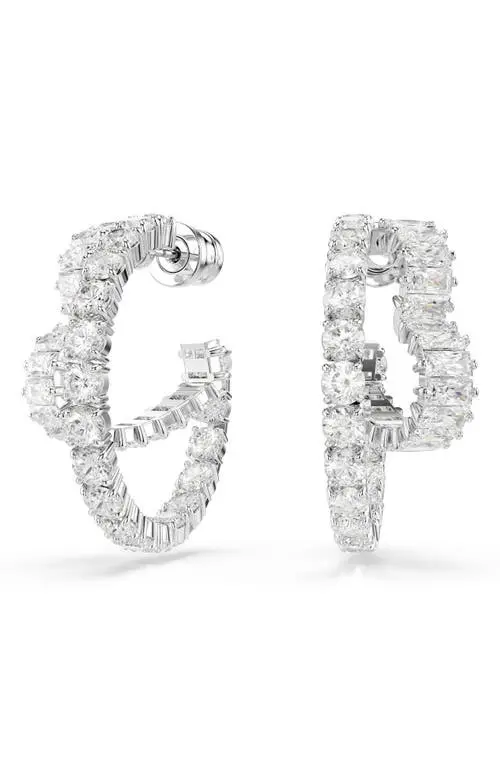 SWAROVSKI Matrix Heart Hoop Earrings - White