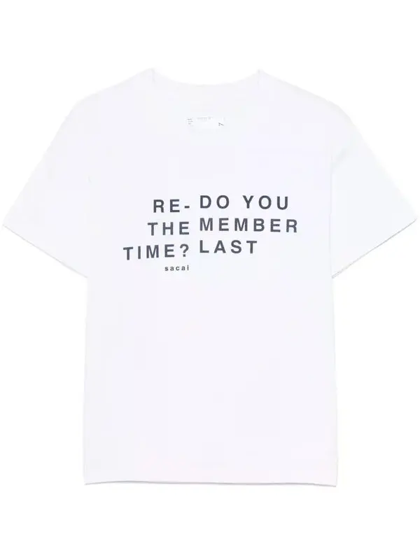 Sacai Flocked Slogan T-shirt - White