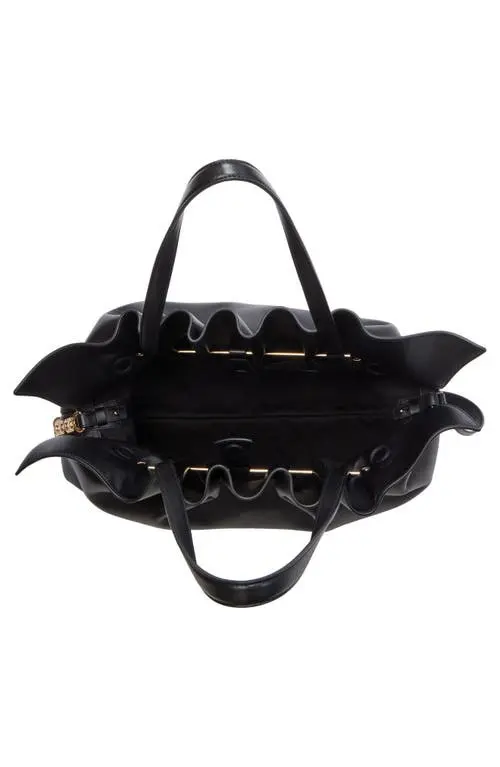 FERRAGAMO Gancio Piercing Soft Leather Shoulder Bag - Nero