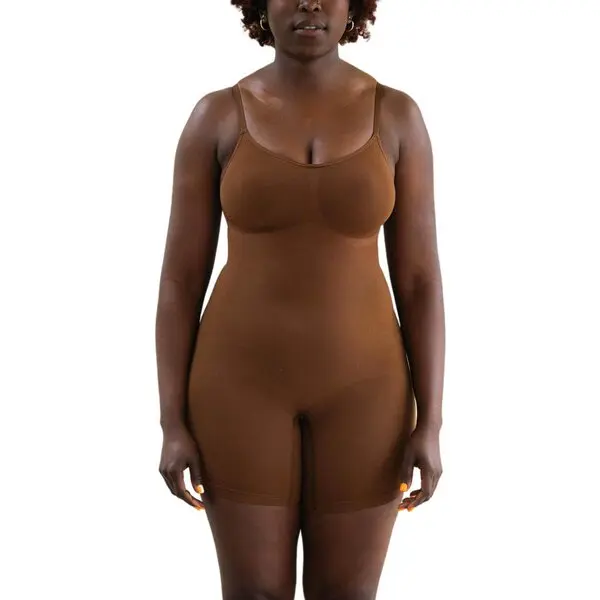 PROCLAIM Mid-thigh Plant-based Shapewear Bodysuit - Deep Nude