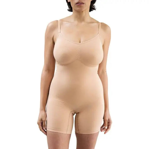 PROCLAIM Mid-thigh Plant-based Shapewear Bodysuit - Light Nude