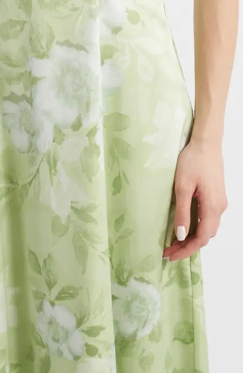 wayf green floral dress Green Floral Puff Sleeve Midi Dress - All Dresses main image 1