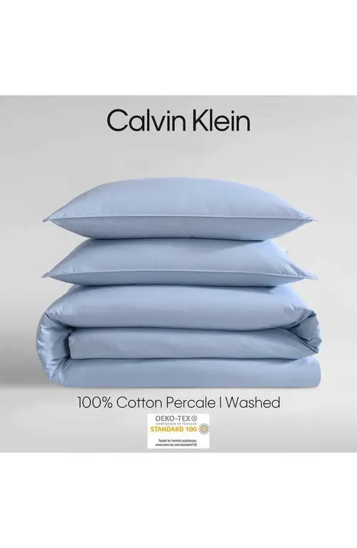 Calvin Klein Washed Percale Comforter & Sham Set - Chambray Blue