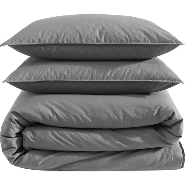 Calvin Klein Washed Percale Comforter & Sham Set - Graphite