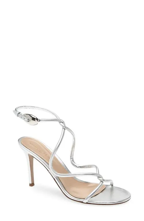 GIANVITO ROSSI Black Mamba Sandal - Silver Trasp