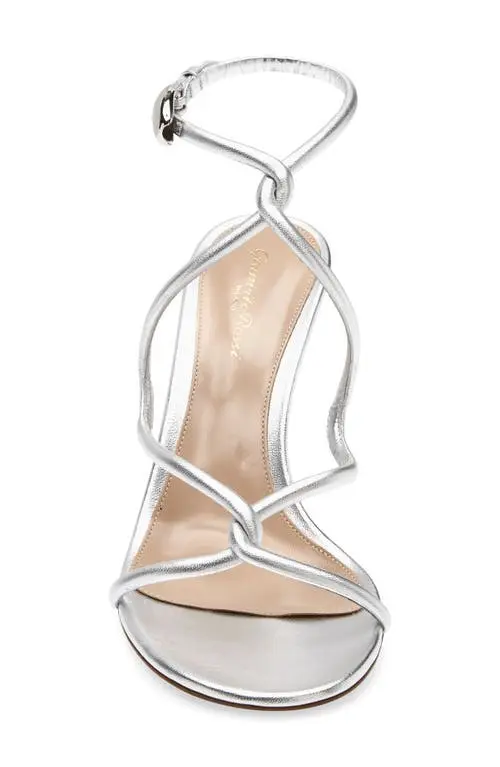 GIANVITO ROSSI Black Mamba Sandal - Silver Trasp