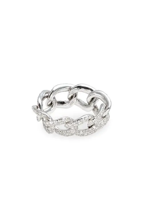 Shay Pavé Diamond Link Ring - White Gold