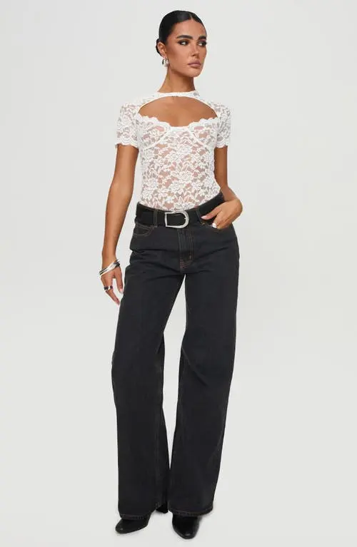 Princess Polly Giallo Cutout Lace Bodysuit - White