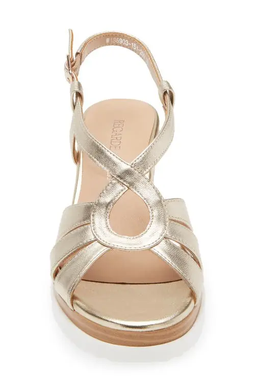 Regarde Le Ciel Madison Slingback Platform Wedge Sandal - Platino