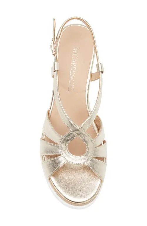 Regarde Le Ciel Madison Slingback Platform Wedge Sandal - Platino