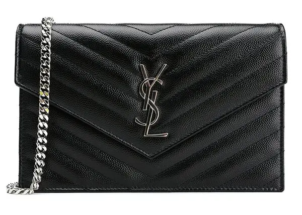 Saint Laurent Envelope Chain Wallet - Black