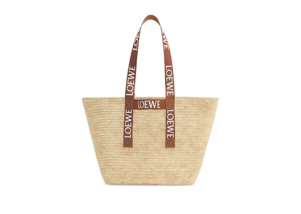 Loewe Fold Shopper In Raffia - Natural/tan
