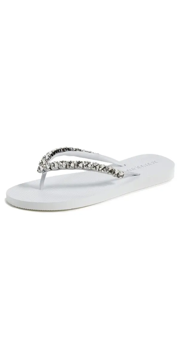 Mystique Crystal Embellished Flip Flops - White/clear