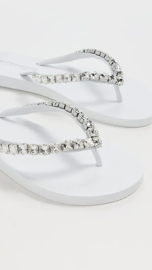 Mystique Crystal Embellished Flip Flops - White/clear