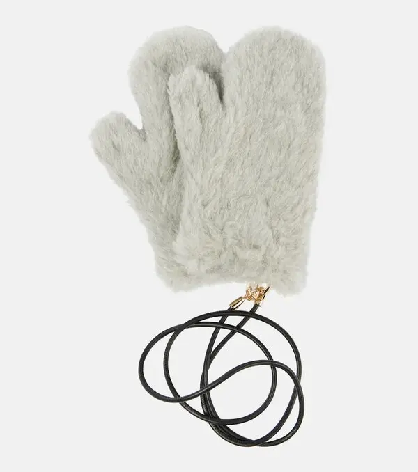 Max Mara Ombrato Teddy Mittens - Grey