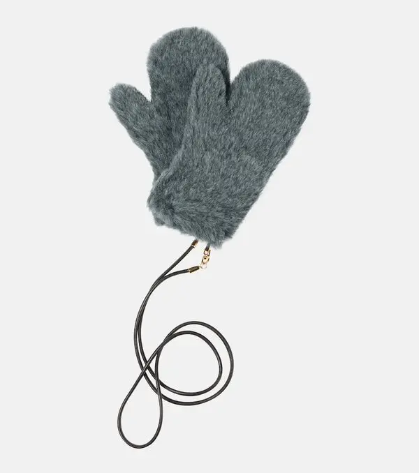 Max Mara Wool And Silk Teddy Mittens - Blue