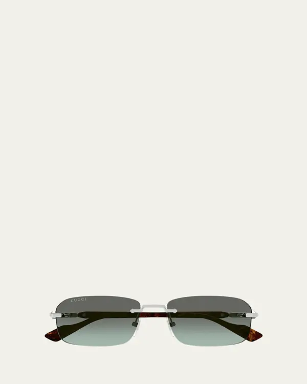Gucci Rimless Rectangle Sunglasses - Shiny Silver