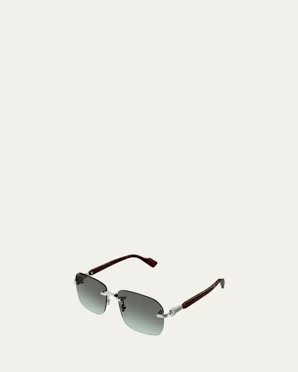 Gucci Rimless Rectangle Sunglasses - Shiny Silver