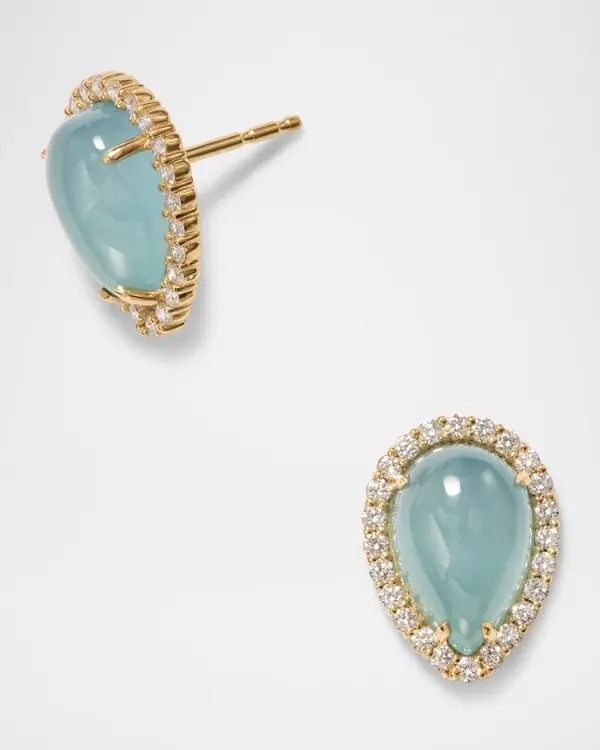 JAMIE TURNER 18k Yellow Gold Diamond And Aquamarine Earrings - Aquamarine And Diamond