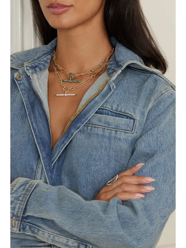 LUCY DELIUS Twisted Link 14-karat Emerald Necklace