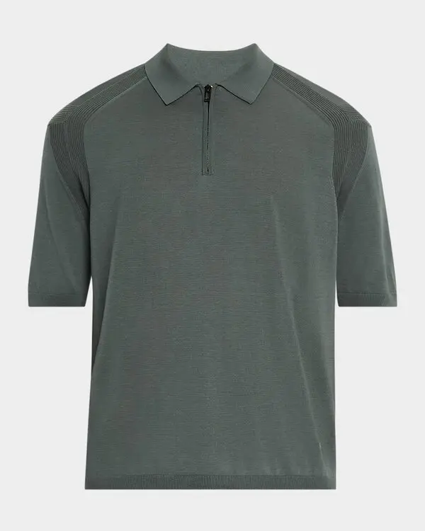 Emporio Armani Quarter Zip Polo Shirt - Turquoise