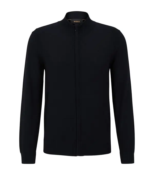 BOSS Wool-cashmere-silk Zip-up Cardigan